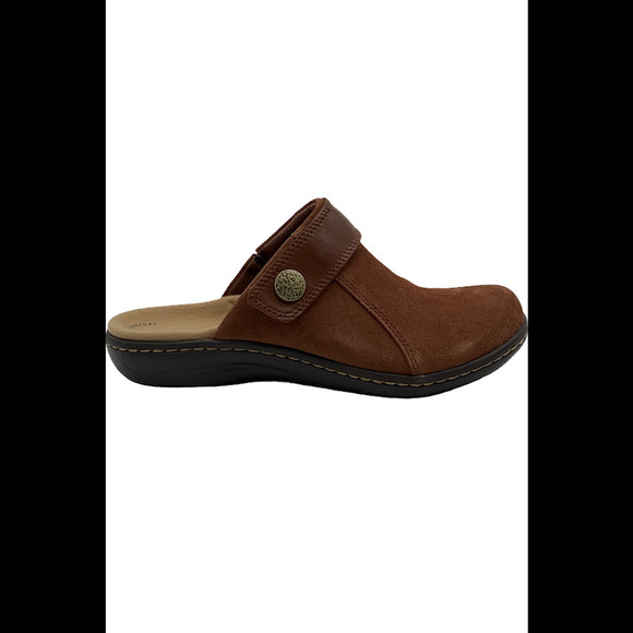 Clarks | Shoes | Clarks Collection Suede Clogs Laurieann Strap Dark Tan ...